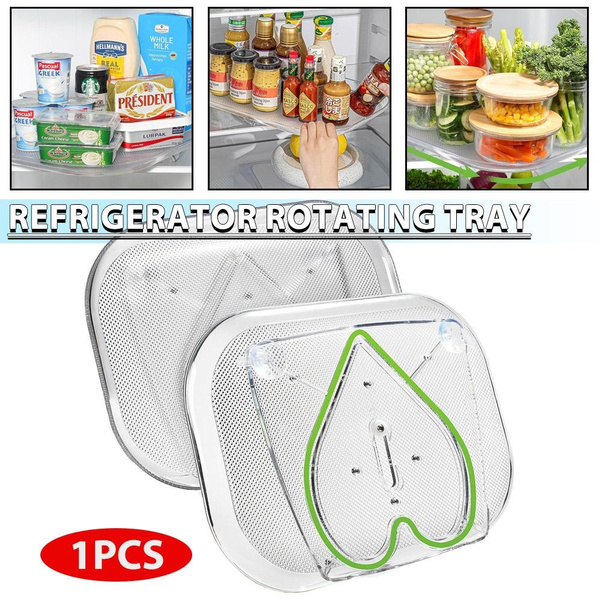 360° Rotating Turntable for Refrigerator Rectangular Fridge Organizer ...