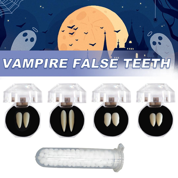 Vampire Props Cosplay Fangs 4 Size Fake Teeth with Solid Adhesives ...