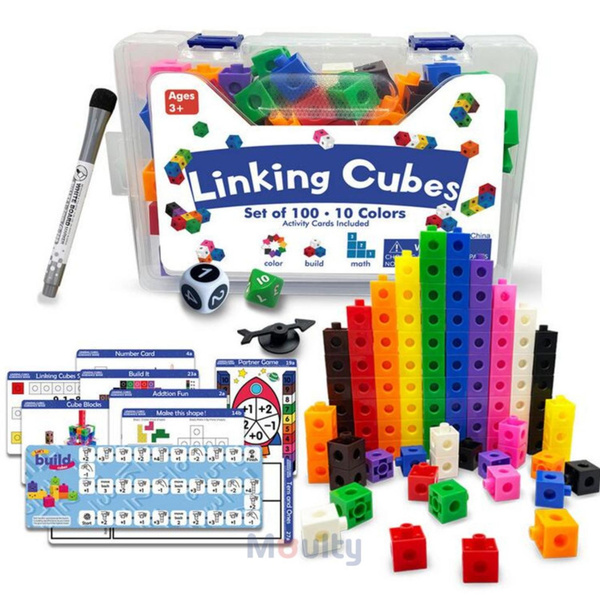 Linking Math Cubes with Activity Cards Set Number Blocks Counting Toys ...