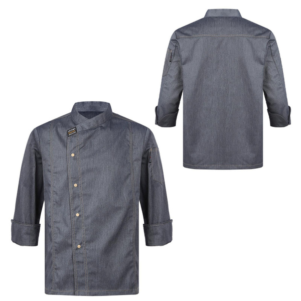 Unisex Chef Jacket Men's Long Sleeve Button Chef Coat Restaurant ...