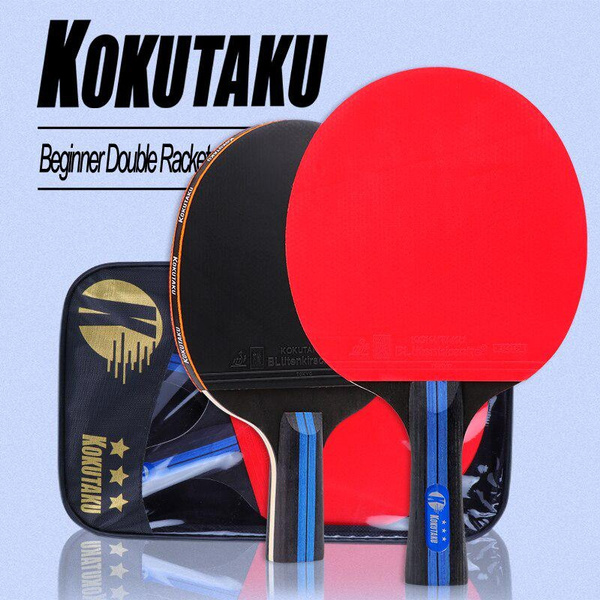 KOKUTAKU 2pcs Table Tennis Racket Set 3-Star 5 Layers Pure Wood Blade ...