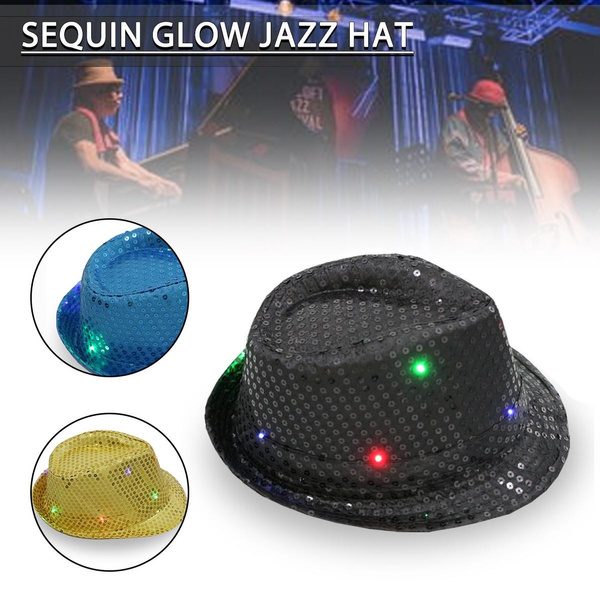 1pc LED Light Up Flashing Hat Unisex Sequin Jazz Dance Party Hat | Wish