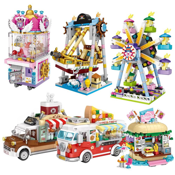 LOZ Mini Street Amusement Park & Food Trucks Building Blocks Set ...
