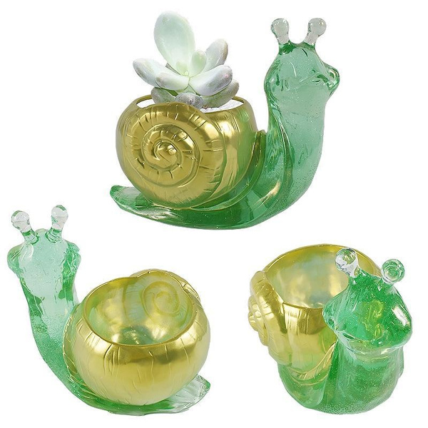Crystal Glue Silicone Mold Snail 3d Flower Potted Plant Table Storage ...