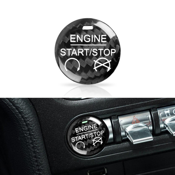 Car Interior Carbon Fiber Engine Start Stop Button Trim Sticker Decal ...