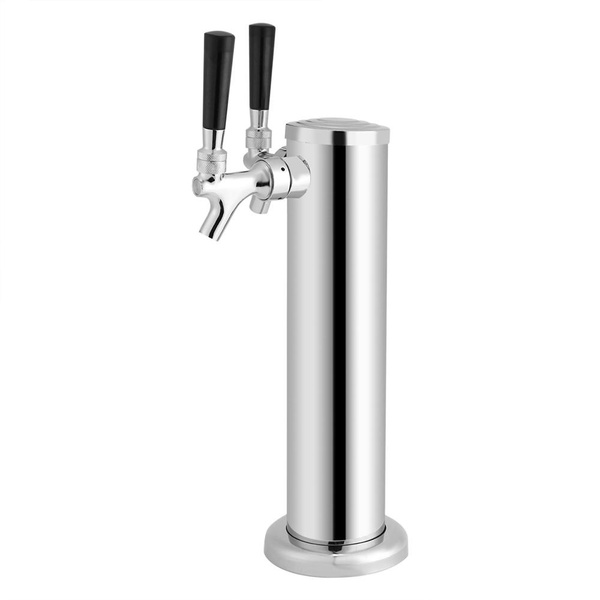 Stainless Steel Draft Beer Tower, Dual Taps Dispense Drinking Brewing ...
