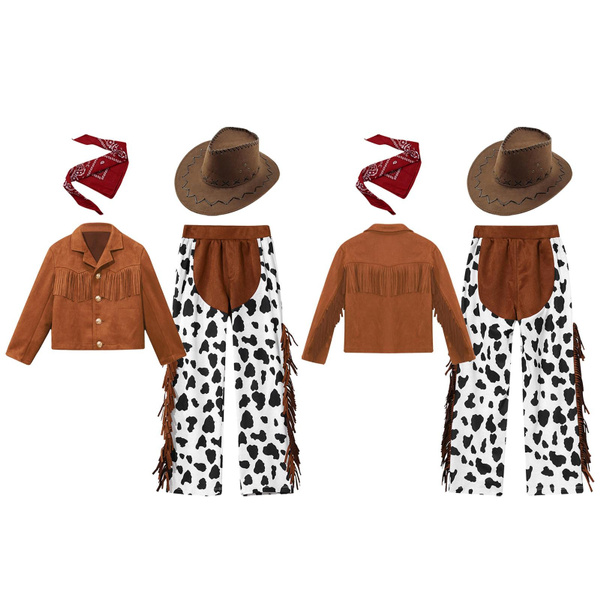 Kids Western Cowboy Costume Set Halloween Stage Performance Dress Up ...