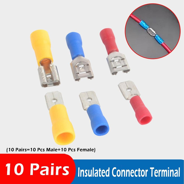 10 Pairs Insulated Electrical Cable Terminal Male Female Connector Wire ...