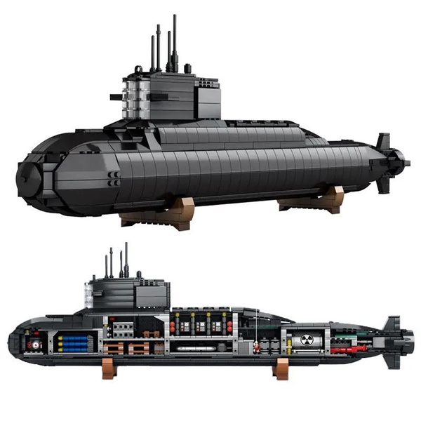 New 1498Pcs Military Strategic Nuclear Submarine Building Blocks ...