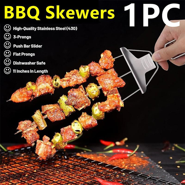 1PC 3 Way Grill Skewers Shrimp Skewers For Grilling Stainless Steel ...