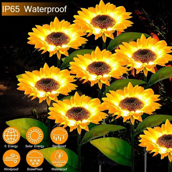 10 Leds Solar Sunflower Lights Outdoor for Courtyard Sidewalk Terrace ...