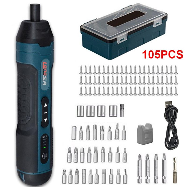 105 in 1 Electric Screwdriver Kit, Rechargeable Cordless Powered Screw ...