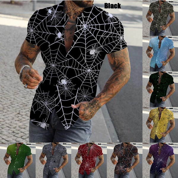 New Fashion 3D Spider Web Shirt Shirts Men Summer Fashion Short Sleeve ...