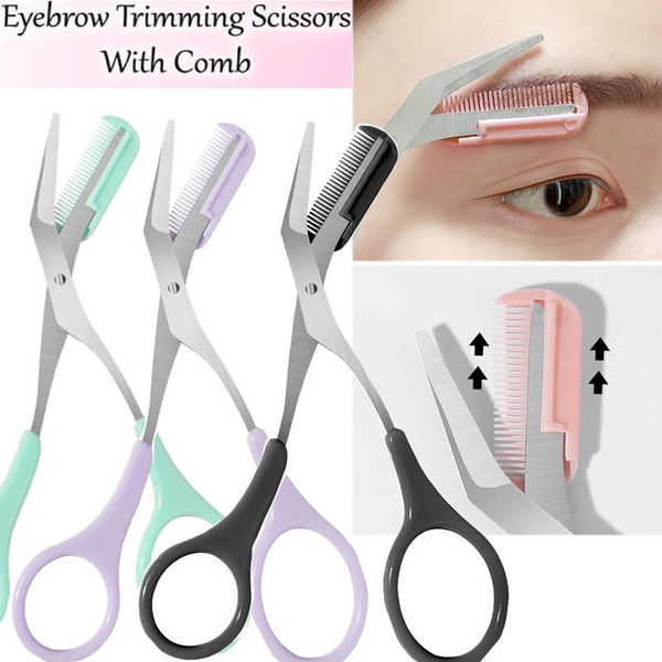 Eyebrow Trimmer Scissors, Eyebrow Scissors with Comb, Stainless Steel ...