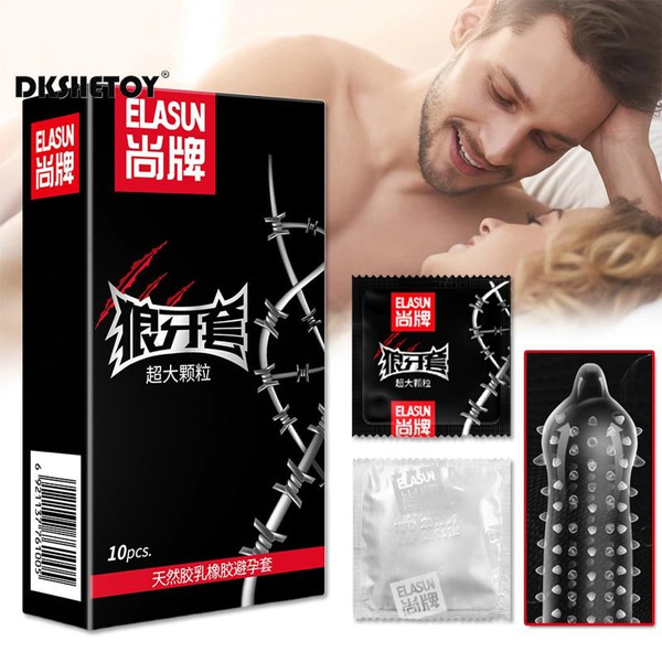 Large Dots Condoms With Spikes For Men Delay Ejaculation Pleasure Textured Vagina Stimulation 