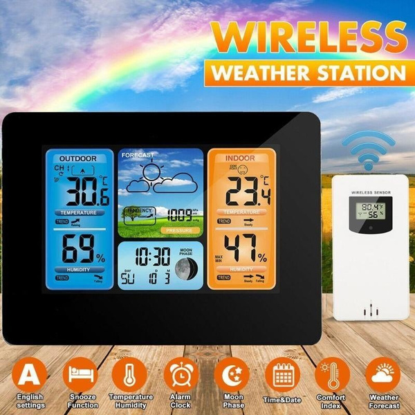New Wireless Weather Station Forecast Clock Outdoor Indoor Temperature ...