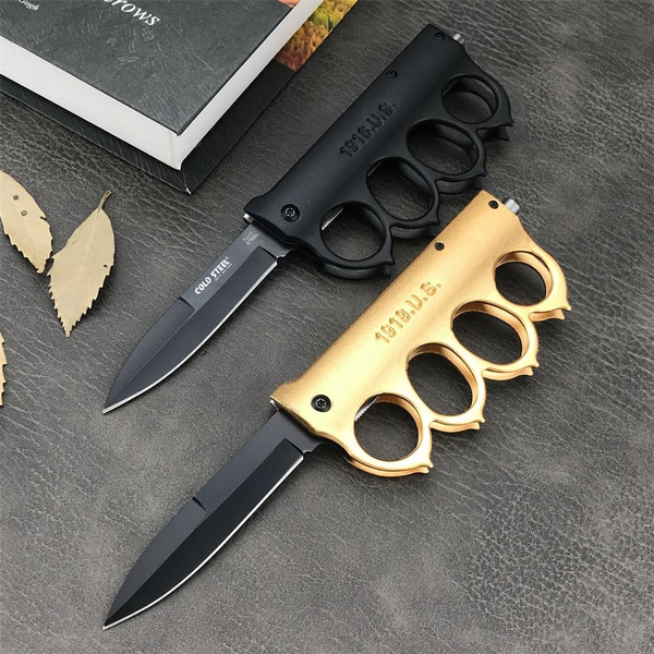 NEW Tactical Knuckle Trench Fast Open Assisted Open Knife 440C Blade ...