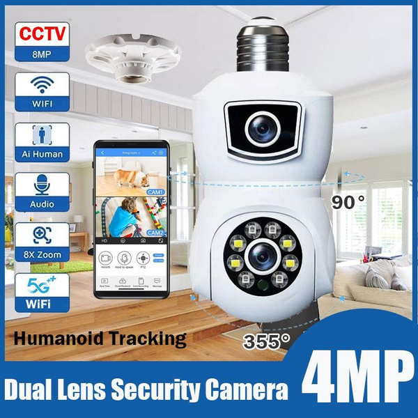 Dual-Lens Wifi Wireless Camera,355° Pan/Tilt/Zoom Security Camera System with Motion Tracking ...