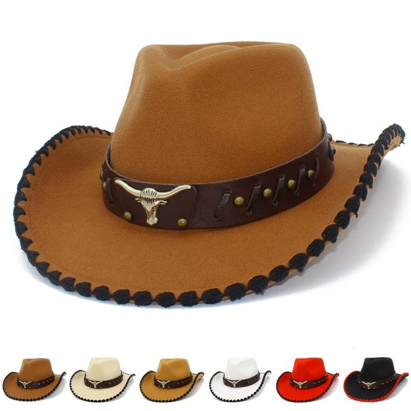 Fedora Hats Women Men Wool Cap Jazz Hat Leather Belt Cowboy Hat Derby ...