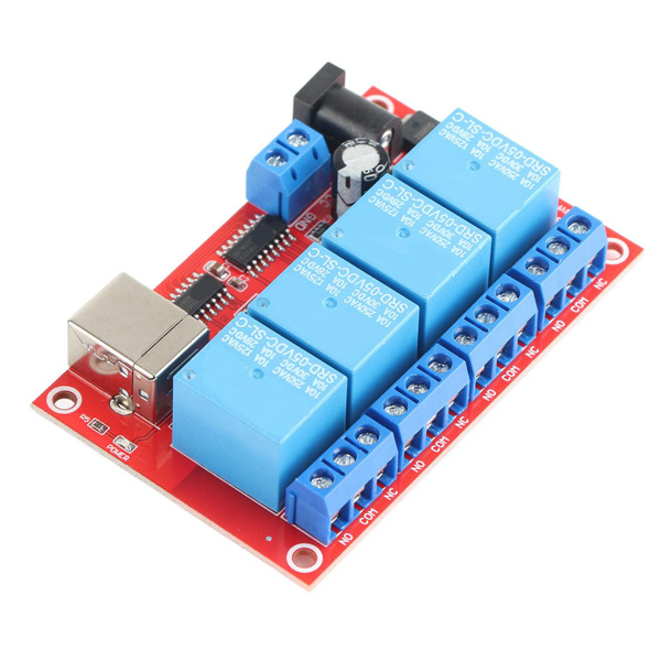 4 Channel Relay Module, Compact Size Large Load Capacity Easy Setting ...