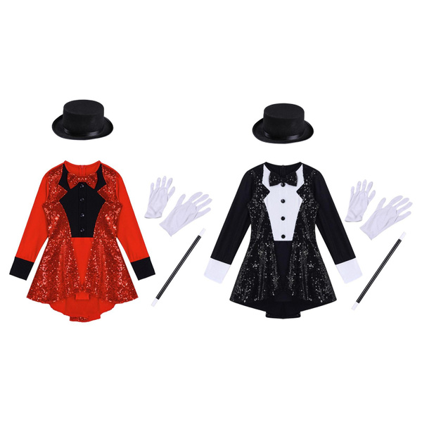 Kids Girls Magician Costume Halloween Cosplay Outfit Long Sleeve ...