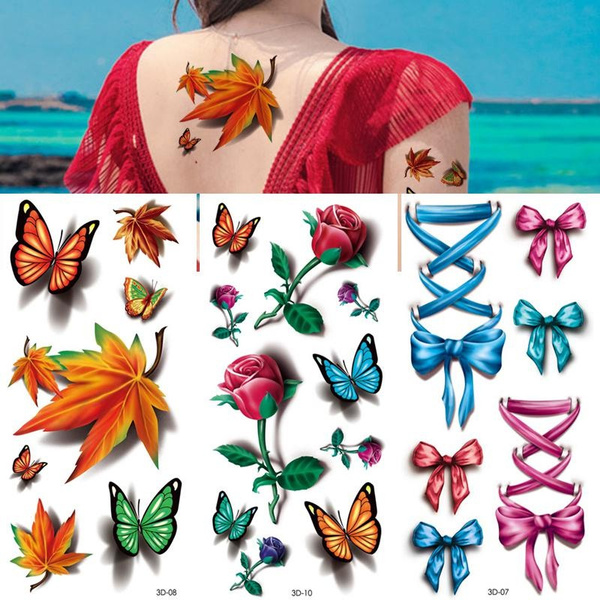 3D Tattoo Color Sticker Temporary Tattoo Waterproof Tattoo Bionic ...