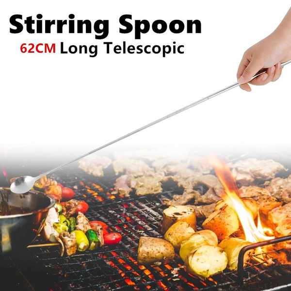 62cm Stretchable Stirring Spoon Stainless Steel for Barbecue Tableware ...