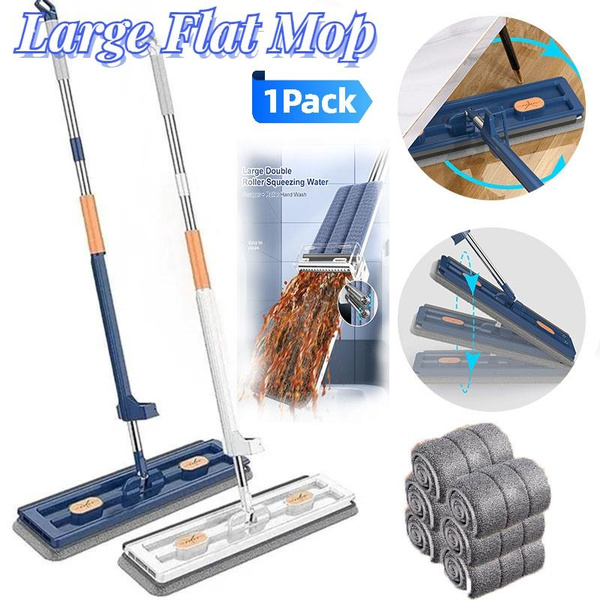 Large Flat Mop Self-contained Slide Microfiber Floor Mop Wet and Dry ...