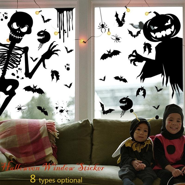 8 Types Halloween Scary Window Sticker DIY Window Silhouettes Witch ...
