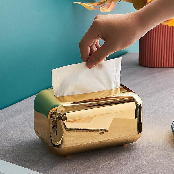 Luxury Golden Tissue Boxes Storage Napkin Holder Kitchen Tissue box ...
