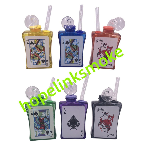 Playing Cards Poker Cuboid Glass Bottle Water Pipes Oil Burner Glass ...