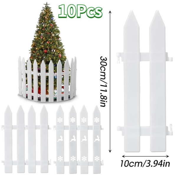 10Pcs White PVC Picket Fence Detachable Christmas Tree Fence Home ...