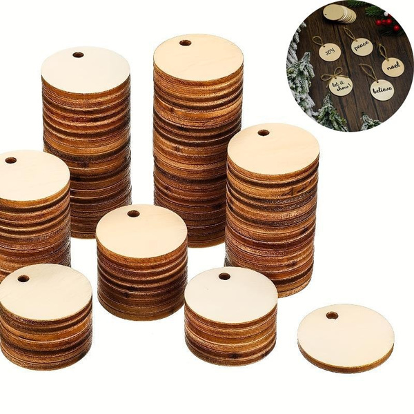 50/100/200pcs Round Wooden Tags Ornaments with One Hole Wood for Crafts ...