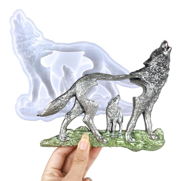 Wolf Silicone Mold,DIY Wolf Statue Making Molds for Epoxy Resin ...