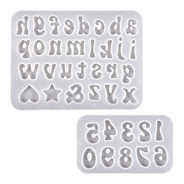 Epoxy Resin Silicone Mold Set Alphabet Letters Numbers shaped Gemstone ...