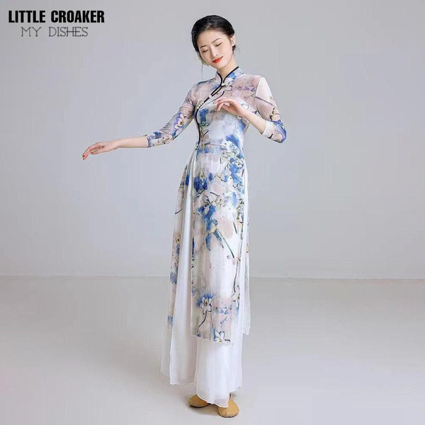 AO Dai Long Cheongsam Traditional China Style Party Qipao Robe Oriental ...