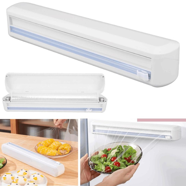 Plastic Wrap Organizer Cling Film Cutter Suction Cup Cling Film Cutting ...