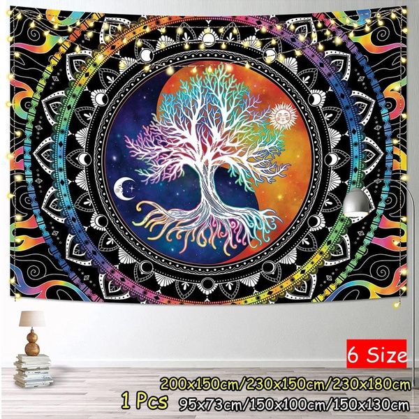 Bohemian Colorful Tree of Life Tapestry Wall Decor Psychedelic Tapestry ...