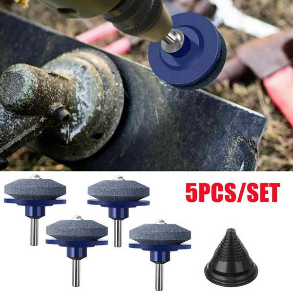 5pcs Lawn Mower Blade Sharpener Blade Balancer Drill Bit Sharpener