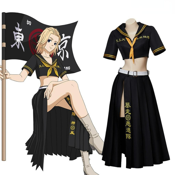 Tokyo Revengers Cosplay Costume Manji Gang Mikey Jacket Kimono Dress ...