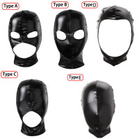 Unisex Sexy Latex Face Mask Open Mouth Eye Head Stretchy Cover Hood ...