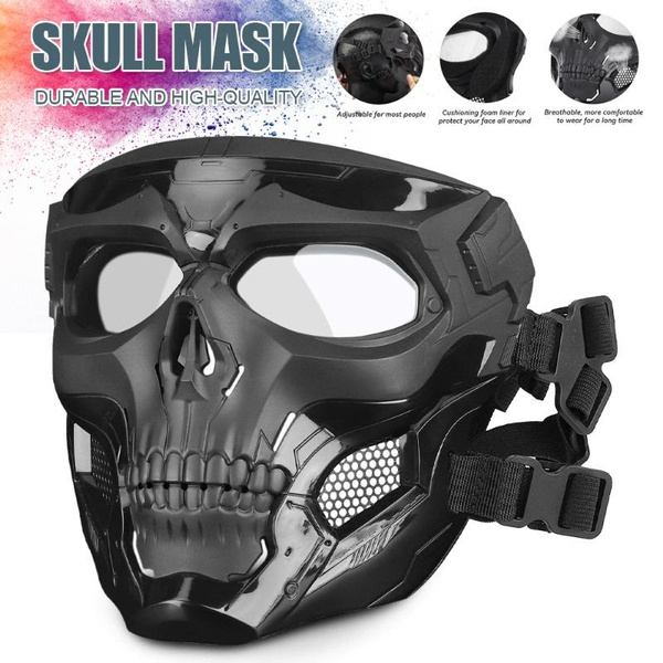 Halloween Men's Face Mask Skull Mask Military Protective Mask Tactical ...