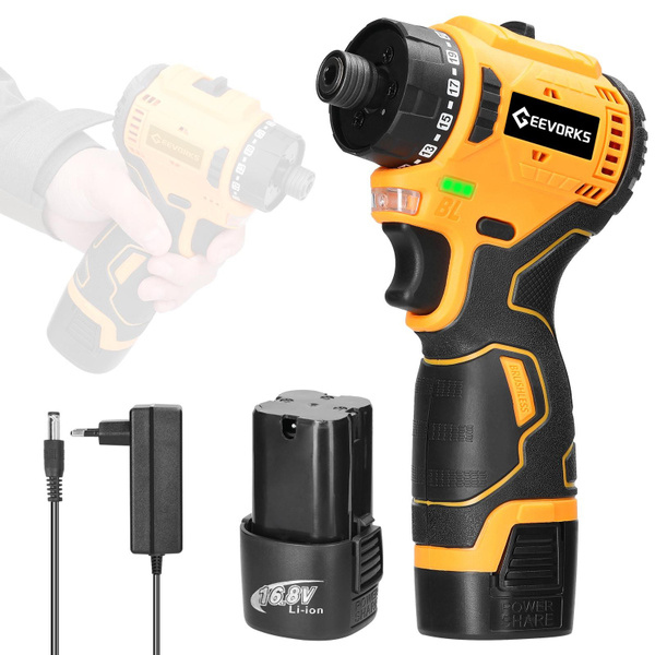 16.8V Brushless Electric Screwdriver 55 Torque 2-Speed Adjustable Impact Drill Rechargeable ...
