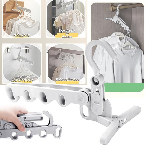 Over The Door Folding Clothes Hanger Hanging Organizer Portable Storage ...