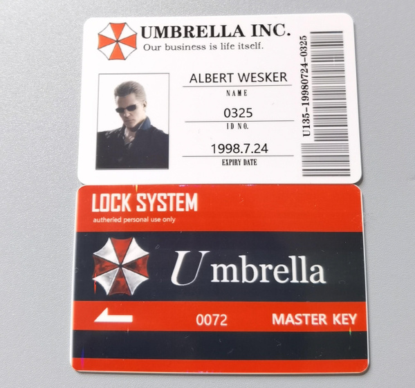 Resident Evil Biochemical Crisis Umbrella Employee ID Card and Card Bag ...