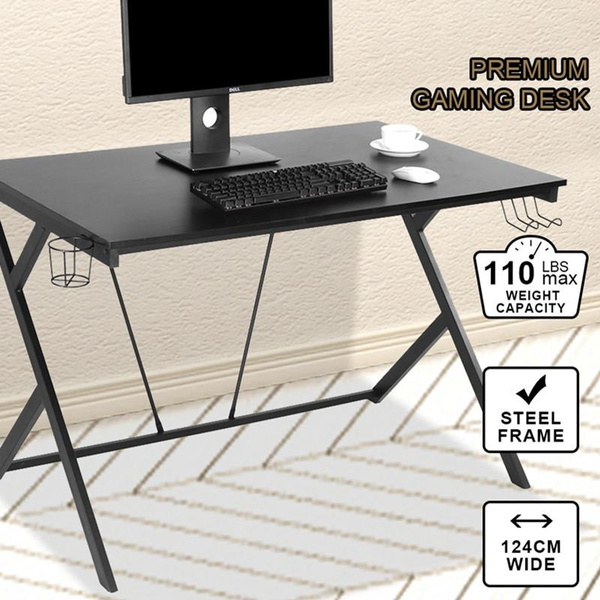 Computer Desk, Modern Ergonomic Gaming Table with 110lb Load Bearing ...
