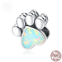 Fashion Animal Claw Charm Authentic 925 Sterling Silver Opal Cat's Paw ...