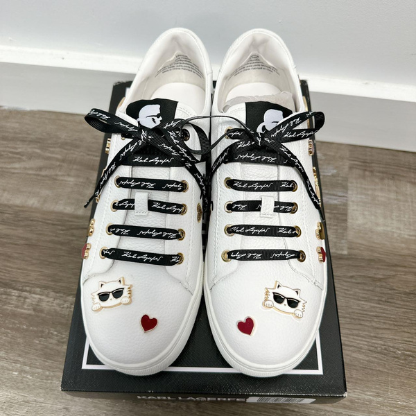 Karl Lagerfeld KL215140 Paris White CATE PINS LACE UP SNEAKER size 9.5 ...