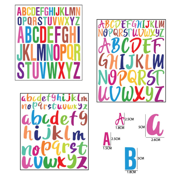 3 Sheets Alphabet Stickers, 3 Colors Self Adhesive Vinyl Letter ...