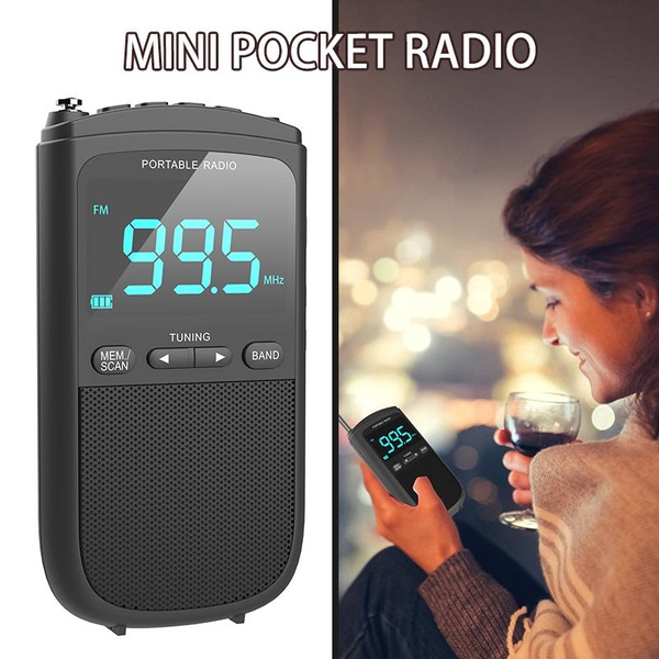 Outdoor Mini LCD Portable AM FM Stereo Pocket Radio Weather Broadcast ...